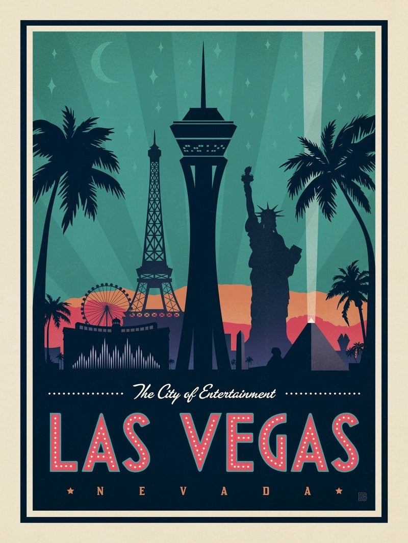 USA, Las Vegas City of Entertainment Print – I Heart Travel Art.